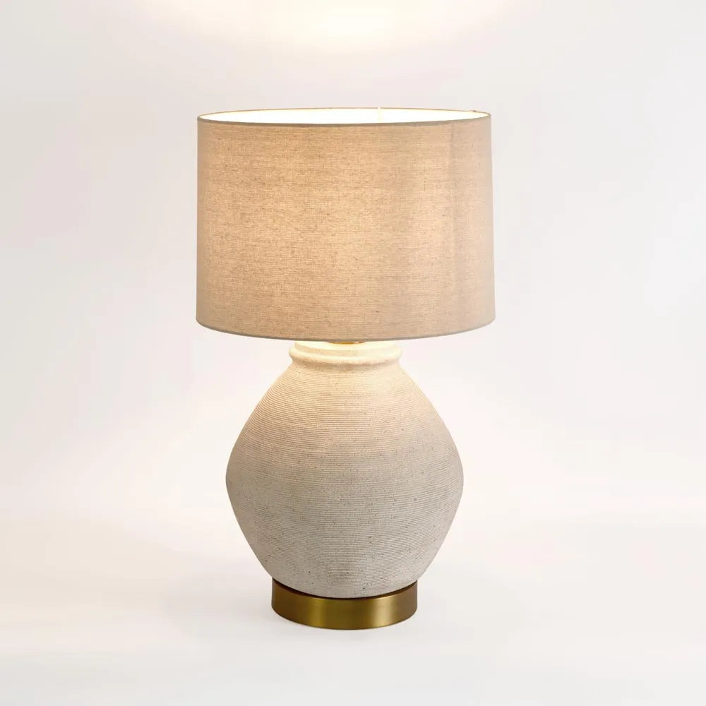 Forbes White Sandstone Table Lamp & Linen Shade – AL Lighting Store