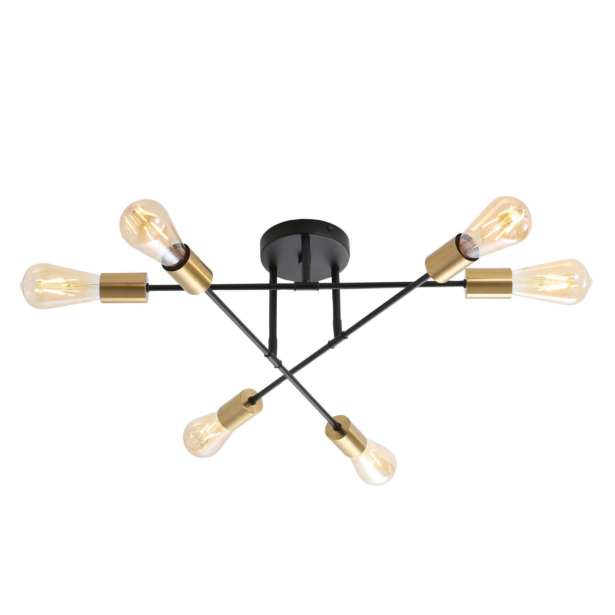 MUNA.6 BLACK/White+ SATIN BRASS 6 Light Close-To-Ceiling – AL Lighting ...